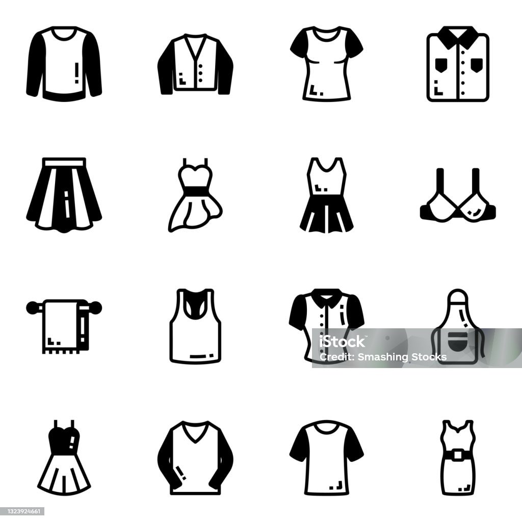 Pack Of Apparels Glyph Icons Stock Illustration Download Image Now