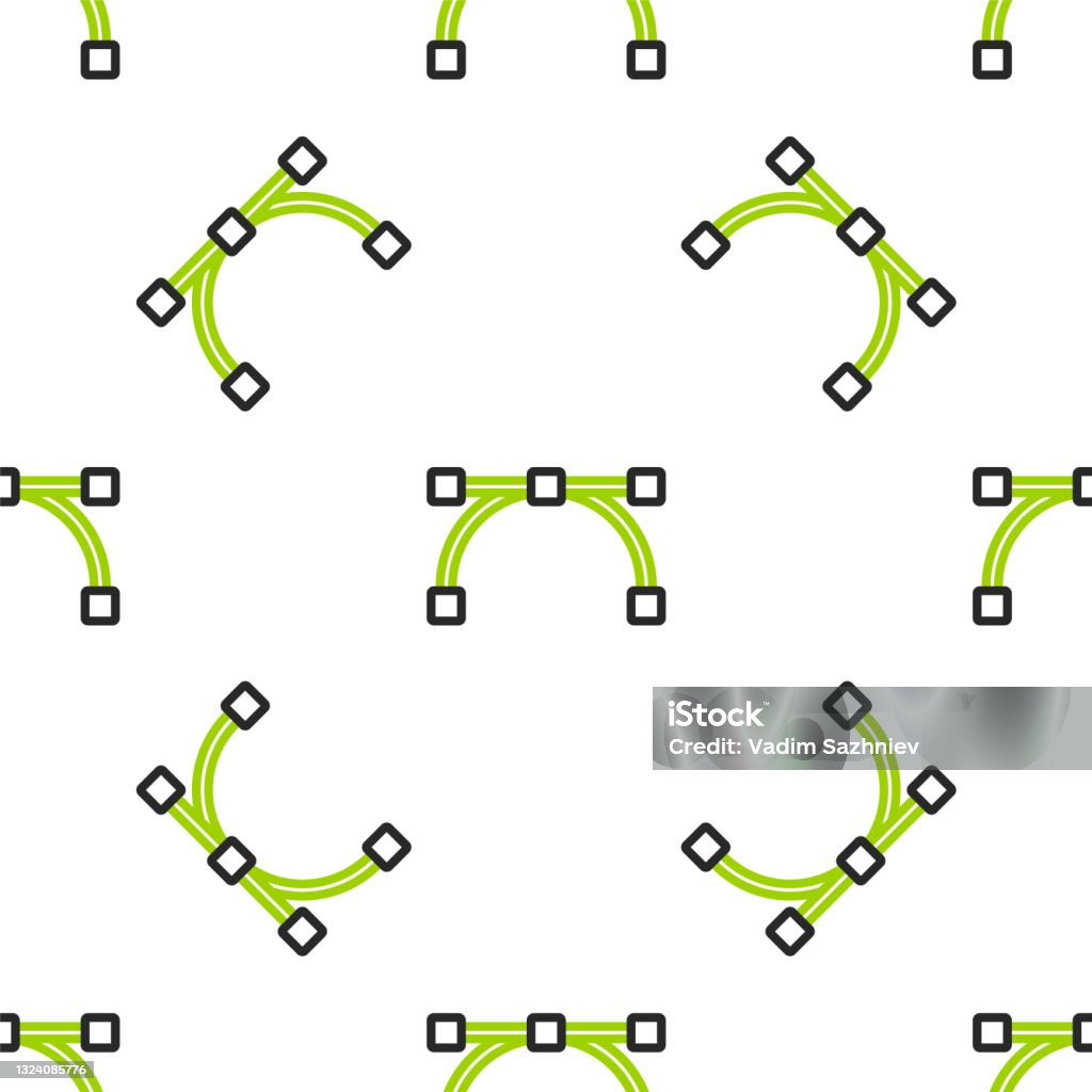 Ligne Icône De Courbe De Bézier Isolée Motif Sans Couture Sur Fond