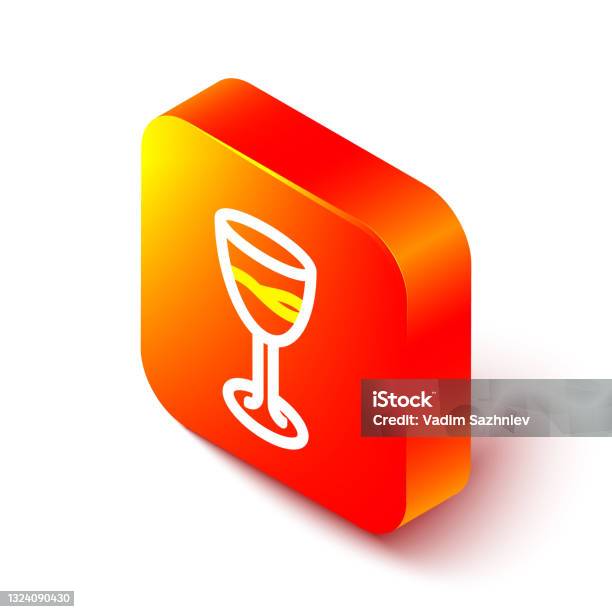 Ikon Kaca Isometrik Line Wine Terisolasi Pada Latar Belakang Putih