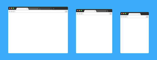 Mockup Browser Pada Latar Belakang Biru Rancang Halaman Web Kosong