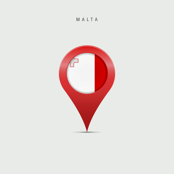 Malta Flag Pin Map Icon Vector Illustration Illustrations Royalty Free