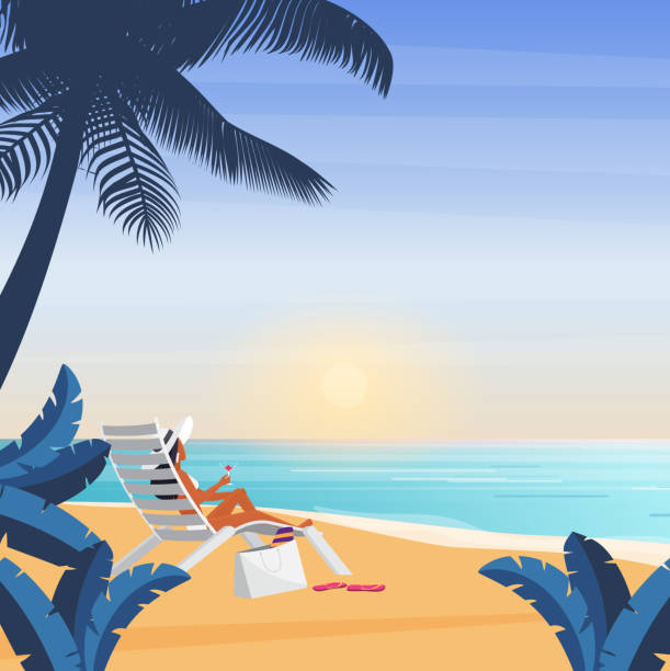 320 Femme Transat Plage Stock Illustrations Graphiques Vectoriels