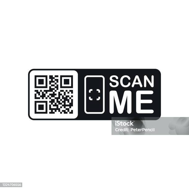 Label Pemindaian Kode Qr Pindai Ikon Kode Qr Pindai Aku Teks Ilustrasi