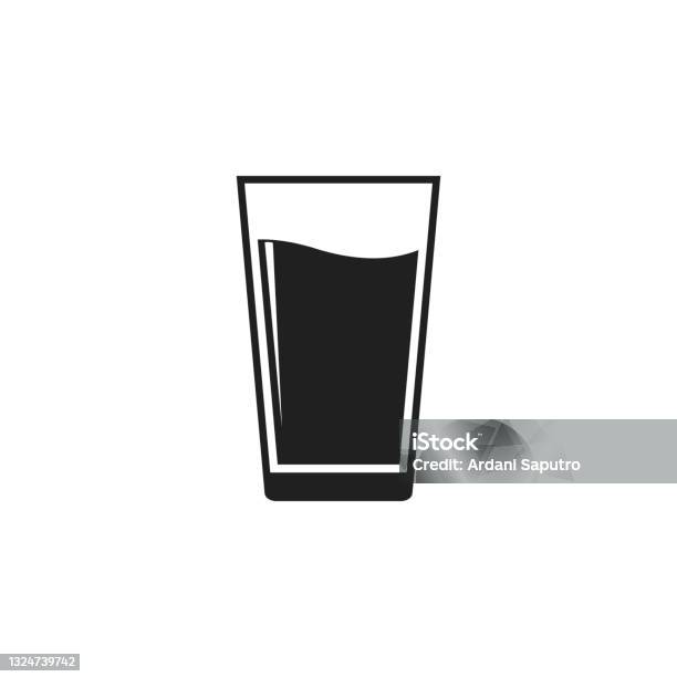 Icône De Verre Deau Verre Deau Plat Illustration Vectorielle Du Symbole