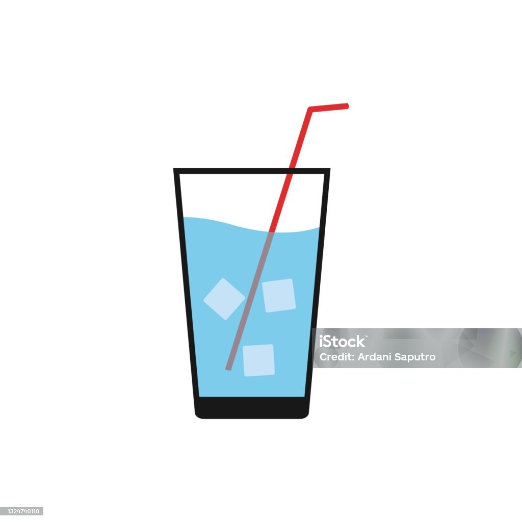 Icône De Verre Deau Verre Deau Plat Illustration Vectorielle Du Symbole