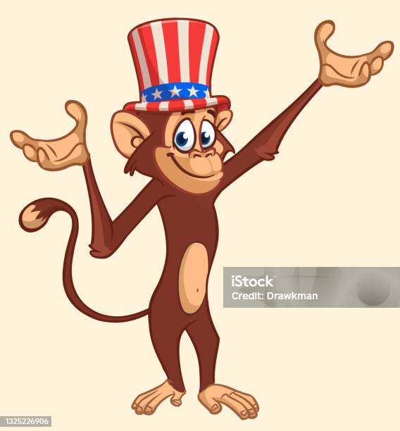 Kartun Lucu Dan Lucu Monyet Mengenakan Topi Paman Amerika Sam Pada Hari ... Kartun Lucu Dan Lucu Monyet Mengenakan Topi Paman Amerika Sam Pada Hari ...
