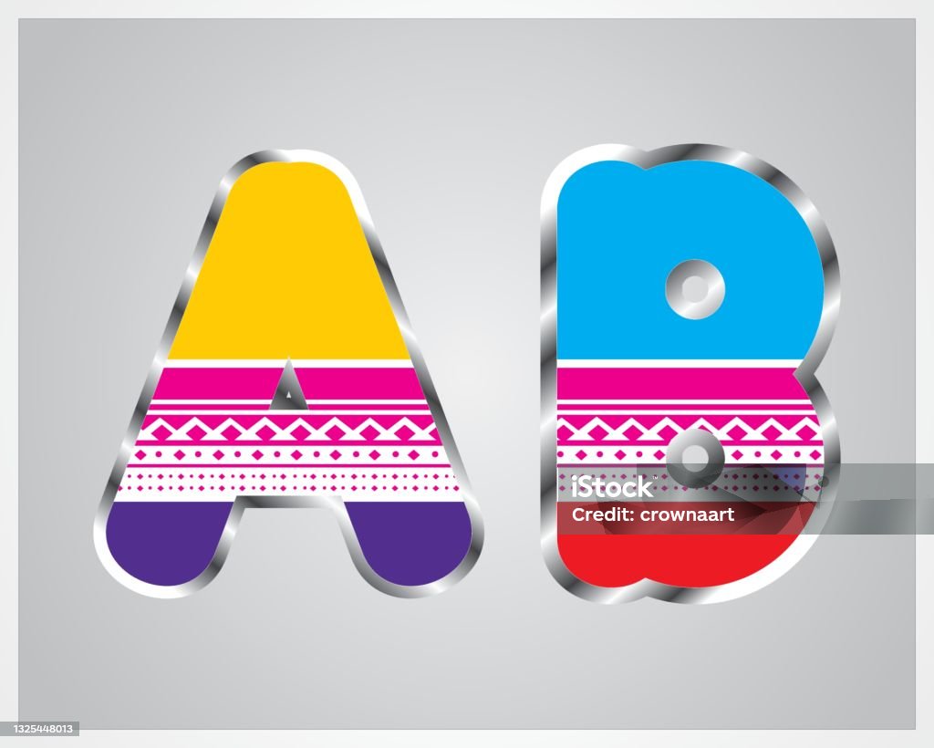 Typography Font Style Vector Set Of Letters Colorful Shapes Alphabet