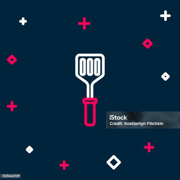 Icône De Spatule De Ligne Isolée Sur Fond Bleu Icône De La Spatule De