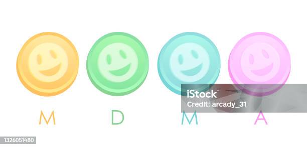 Ilustración De Icono Vectorial De Mdma O Tabletas De Éxtasis Y Más
