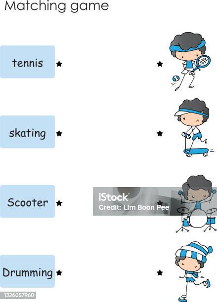 Vektor Kartun Anakanak Pra Sekolah Cocok Kata Benda Dan Gambar Kegiatan ... Vektor Kartun Anakanak Pra Sekolah Cocok Kata Benda Dan Gambar Kegiatan ...