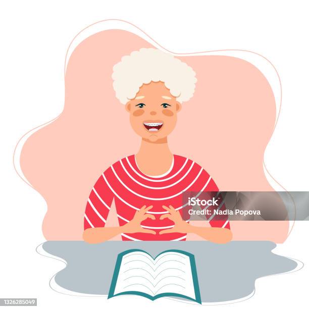 Ilustración De Happy Girl Hace Una Tarea Aprendizaje Ilustración De