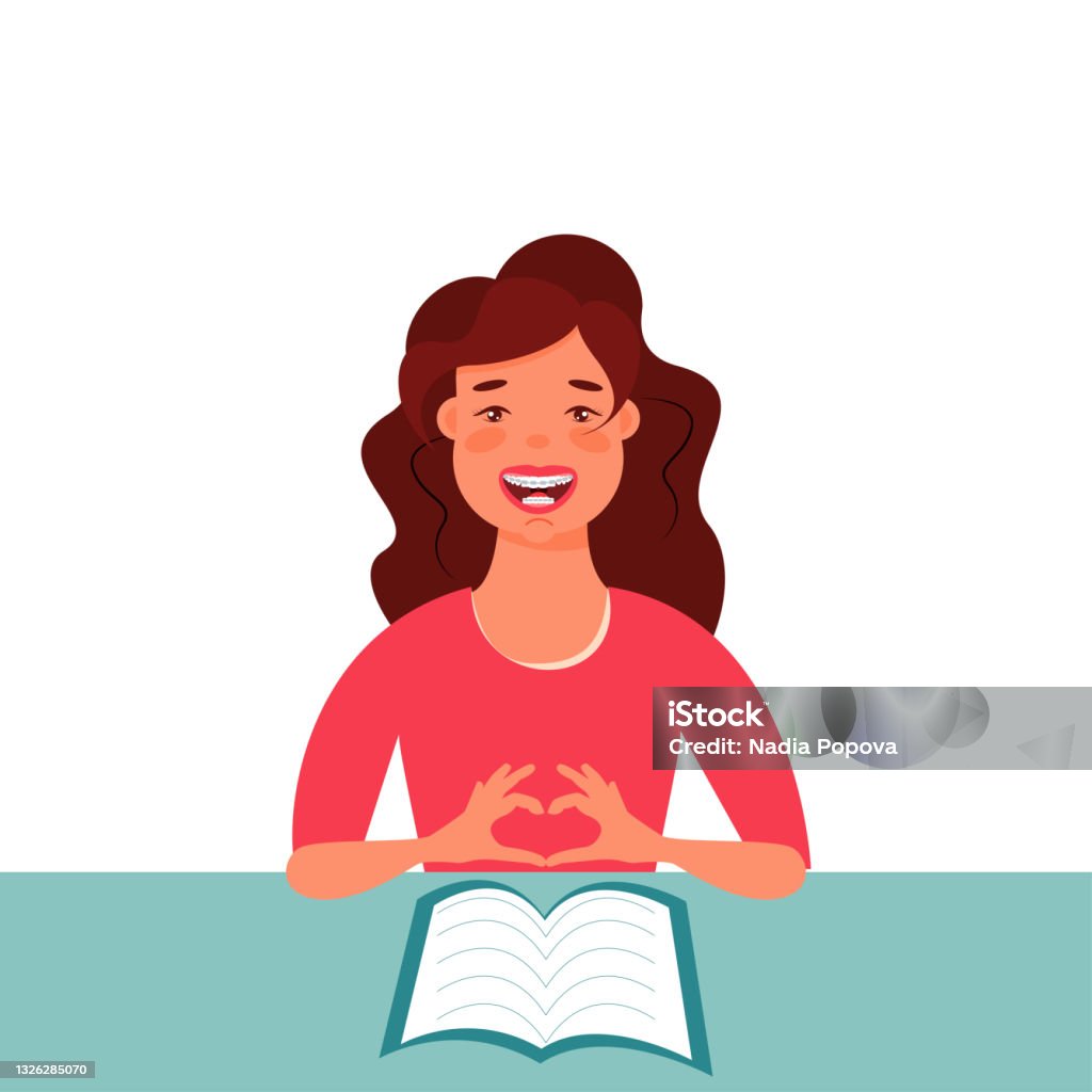 Ilustración De Happy Girl Hace Una Tarea Aprendizaje Ilustración De