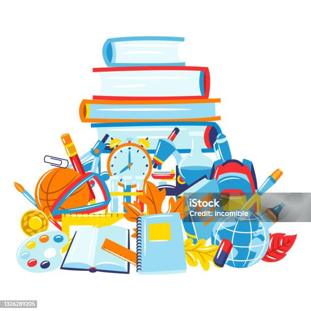 Contexte Scolaire Avec Des Éléments Déducation Illustration De