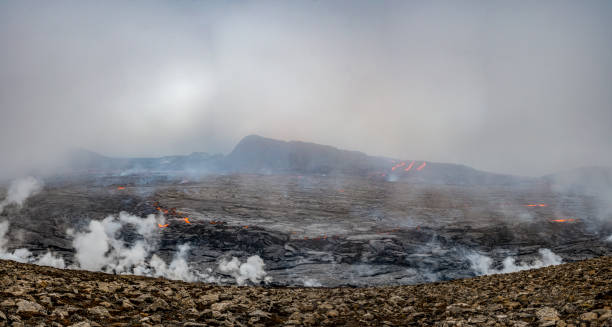 Free picture: Volcanic eruption with hot magma and steam coming out of ...