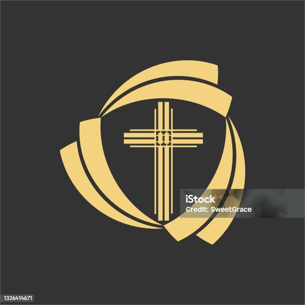 Illustration Chrétienne Logo De Léglise Croix Du Sauveur Et Éléments