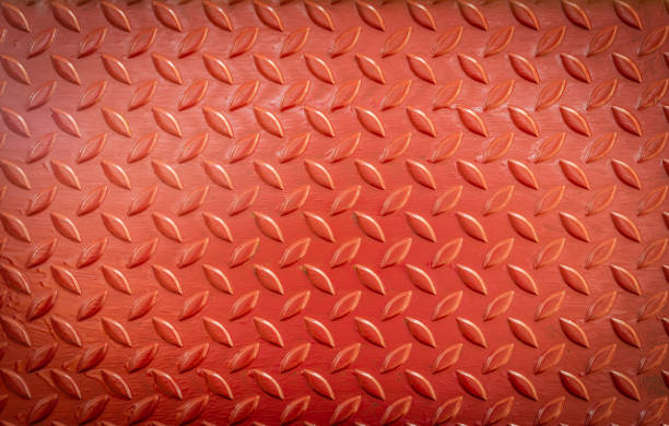 Free Stock Photo of Close up of a red diamond steel metal sheet ...