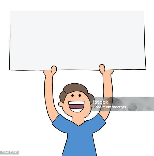 Pria Kartun Memegang Tanda Kosong Ke Atas Ilustrasi Vektor Ilustrasi ... Pria Kartun Memegang Tanda Kosong Ke Atas Ilustrasi Vektor Ilustrasi ...