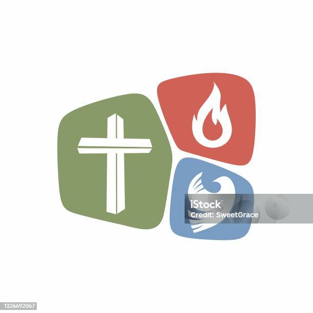 Logo De Léglise Symboles Chrétiens La Croix De Jésuschrist Une Colombe
