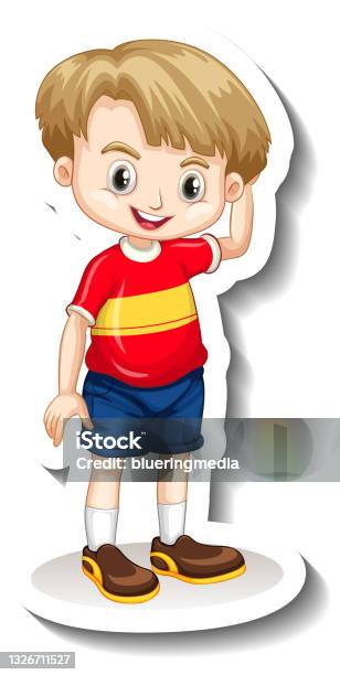 Un Modèle Dautocollant Avec Un Personnage De Dessin Animé Mignon Garçon