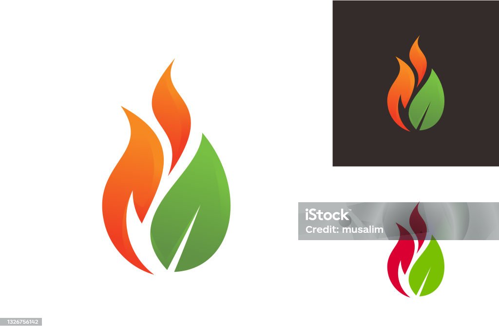 Daun Api Logo Template Desain Vektor Lambang Konsep Desain Simbol Kreatif Ikon Ilustrasi Stok