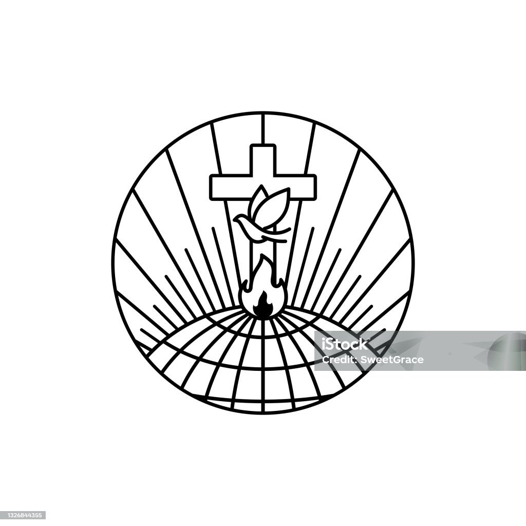 Church Logo Christian Symbols The Cross Of Jesus The Dove And The Flame