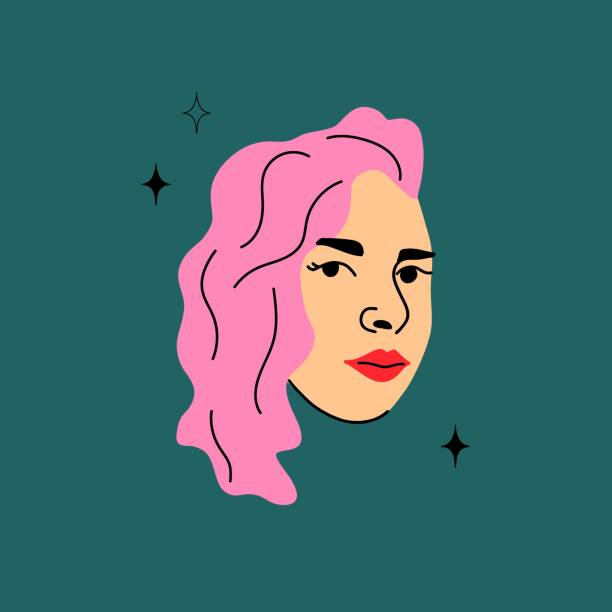 80 Plano De Mujeres Icono De Rosa Peinado De Glamour Ilustraciones De