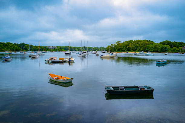Calm Harbor With Boats In Falmouth On A Cloudy Day – Free Stock Photo