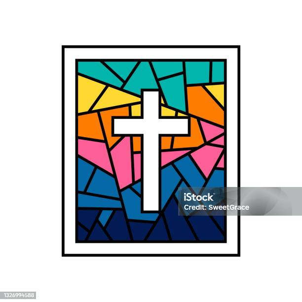 Logo De Léglise Symboles Chrétiens Croix De Jésuschrist Sur Le Fond Dun
