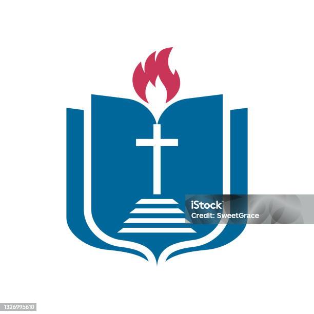 Logo De Léglise Symboles Chrétiens Un Escalier Menant À La Croix Du