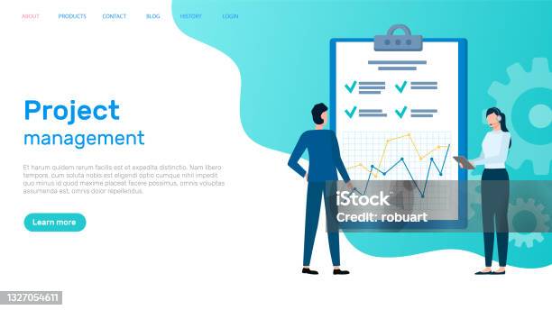 Manajemen Proyek Dasardasar Halaman Arahan Template Desain Datar Kerja