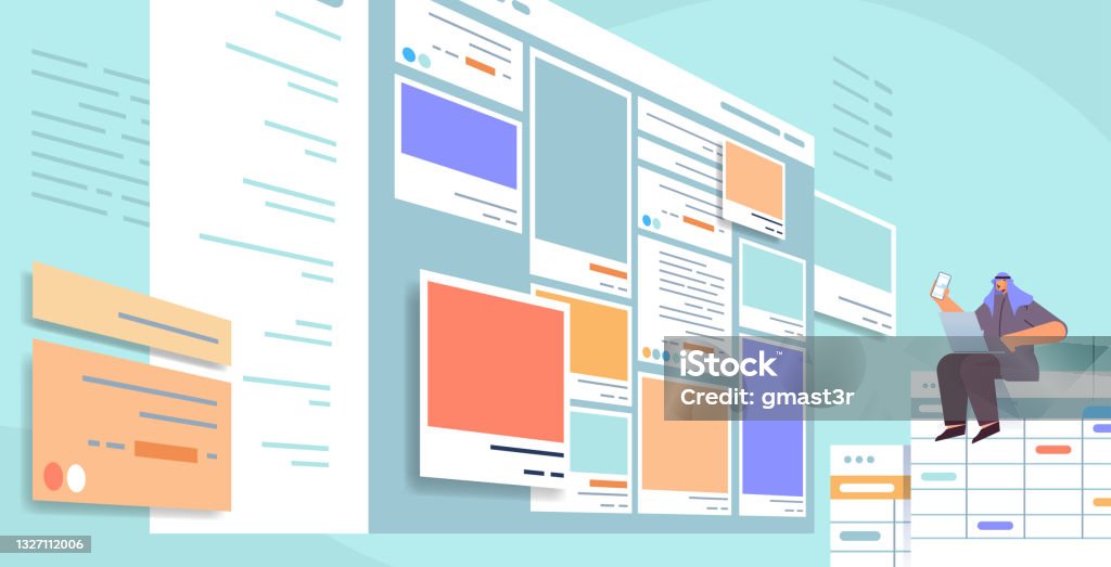 Developer Using Smartphone Creating Mobile App Ui Interface Web Application Development Program