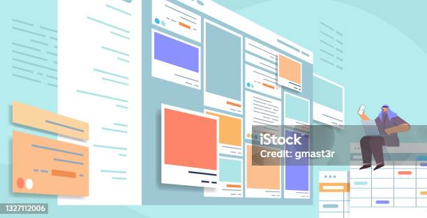 Developer Using Smartphone Creating Mobile App Ui Interface Web Application Development Program