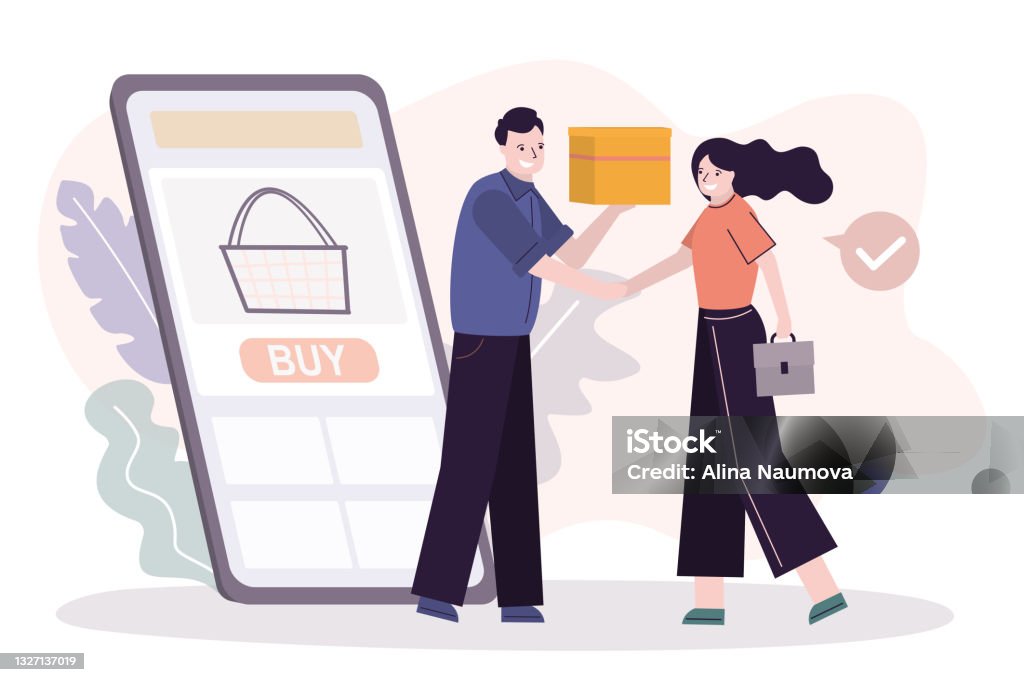 Kurir Mengirimkan Paket Ke Klien Karakter Wanita Memesan Produk Yang ... Kurir Mengirimkan Paket Ke Klien Karakter Wanita Memesan Produk Yang ...