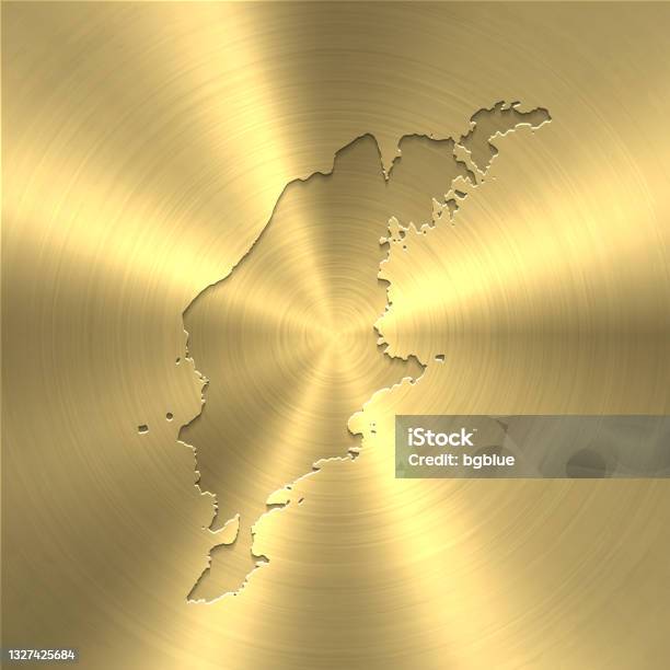 Carte Gotland Sur Fond Doré Texture Circulaire En Métal Brossé Vecteurs