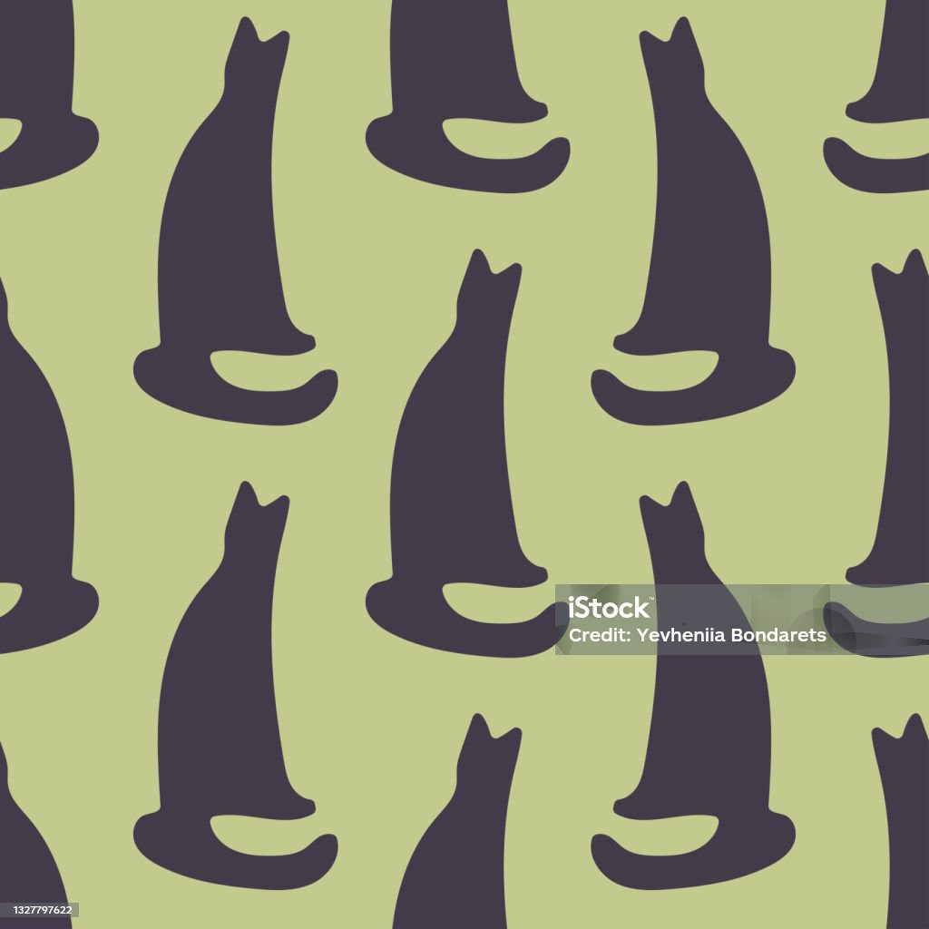 Cats Silhouettes Seamless Pattern Stock Illustration Download Image