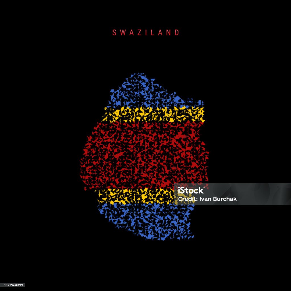 Swaziland Flag Map Chaotic Particles Pattern In The Eswatini Flag