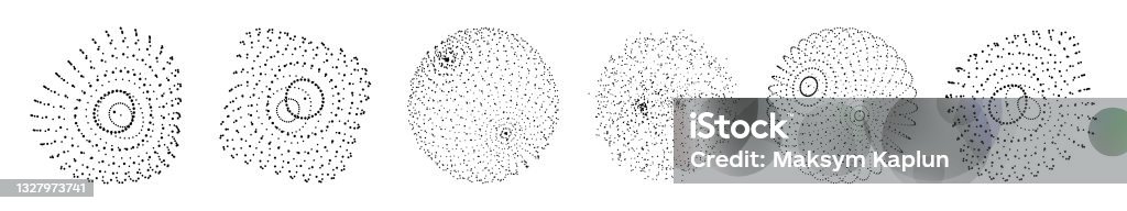 Set Bola Yang Terdiri Dari Partikel Elemen Wireframe Modern Lingkup