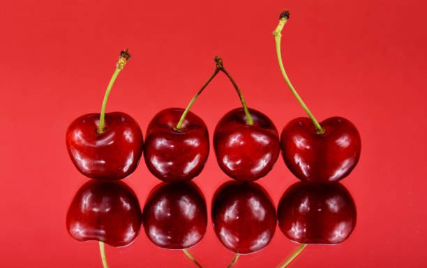 Free Stock Photo of Delicious row of ripe red cherries in a row ...