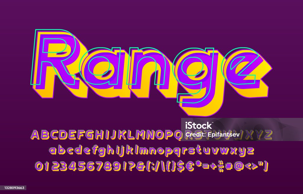 Rentang Font Alfabet Huruf Efek 3d Angka Dan Tanda Baca Huruf Besar Dan