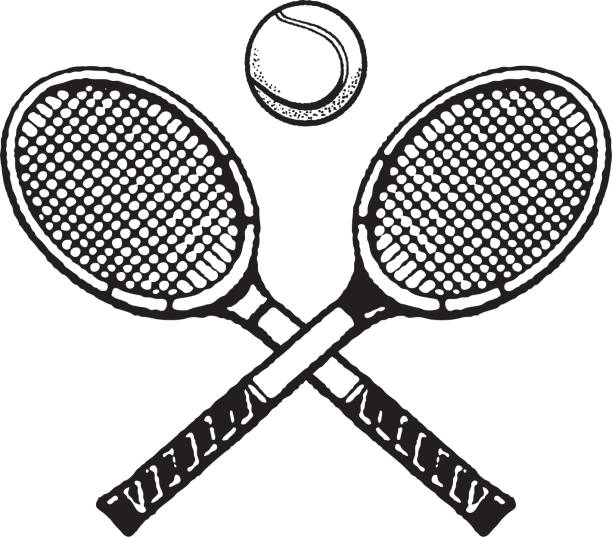 Tennis Racket And Ball Clipart Bw