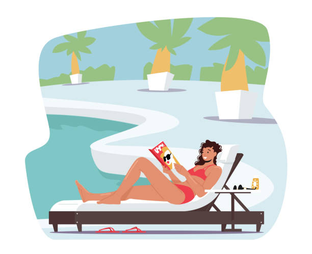 320 Femme Transat Plage Stock Illustrations Graphiques Vectoriels