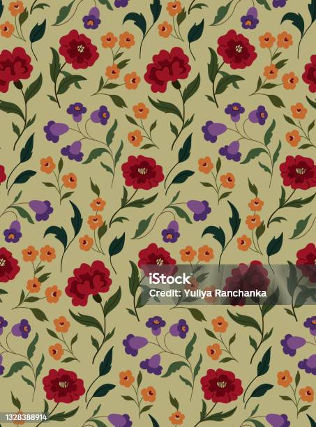 Simple Floral Print With Wildflowers Seamless Pattern With Various