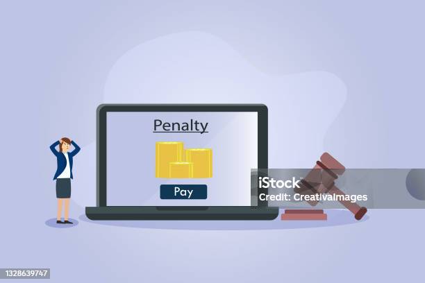 Businesswoman Looking At Punishment To Pay Penalty Stock Illustration ... Businesswoman Looking At Punishment To Pay Penalty Stock Illustration ...