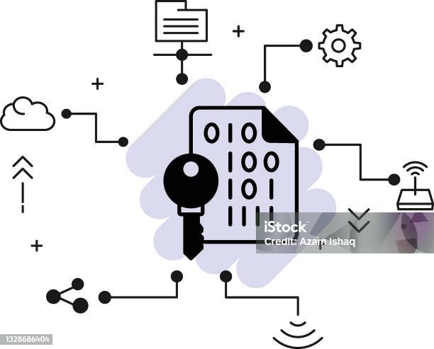Public And Private Api Key Encryption Concept Secure Hash Algorithm Vector Icon Design Cloud