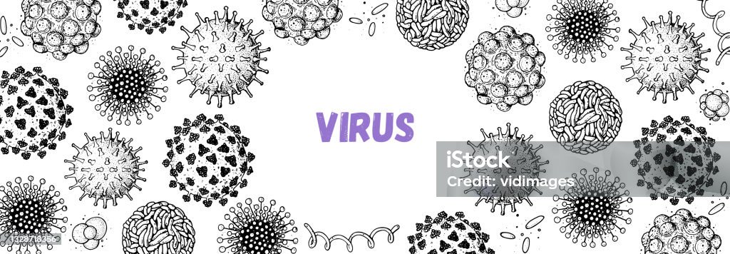 Different Kinds Of Virus Sketch Collection Hand Drawn Illustration