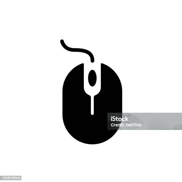 Silhouette De La Souris Dordinateur Icône De Ligne Noire Sur Fond Blanc