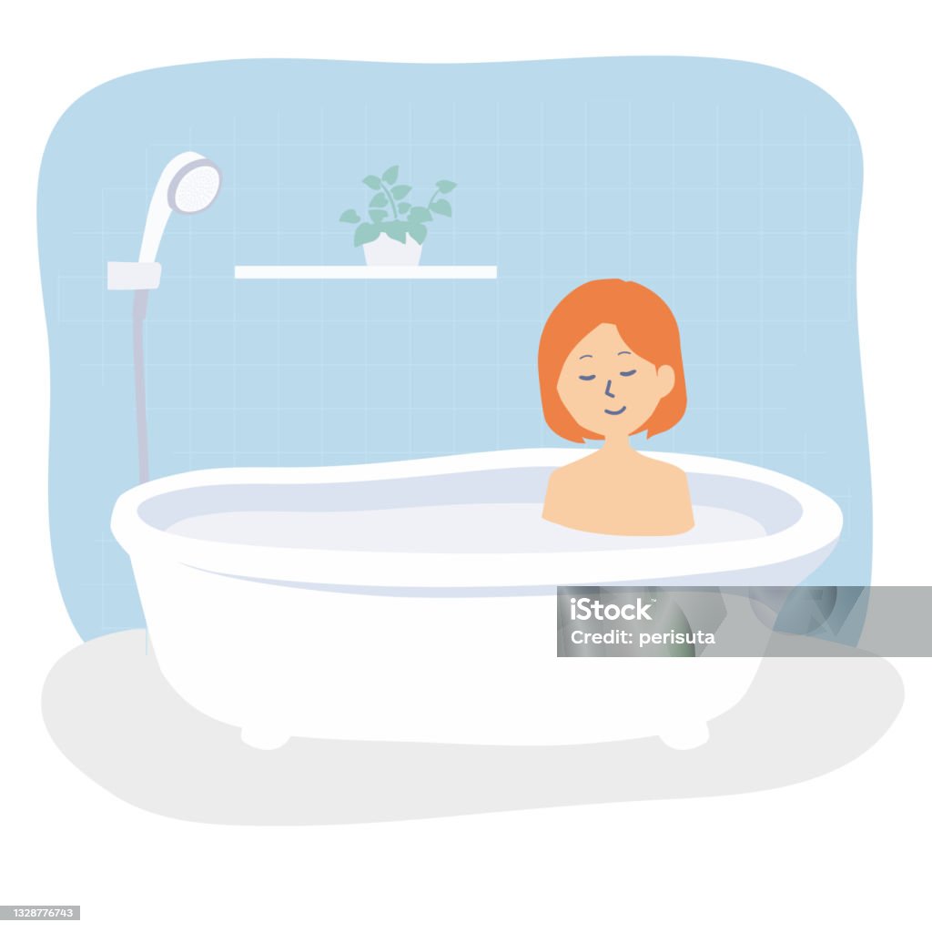 Illustration Of A Woman Taking A Bath Stock Illustration Download