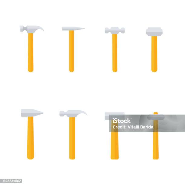 Jeu Dicônes Hammer Collection De Pictogrammes Hummer De Couleur Dans Un