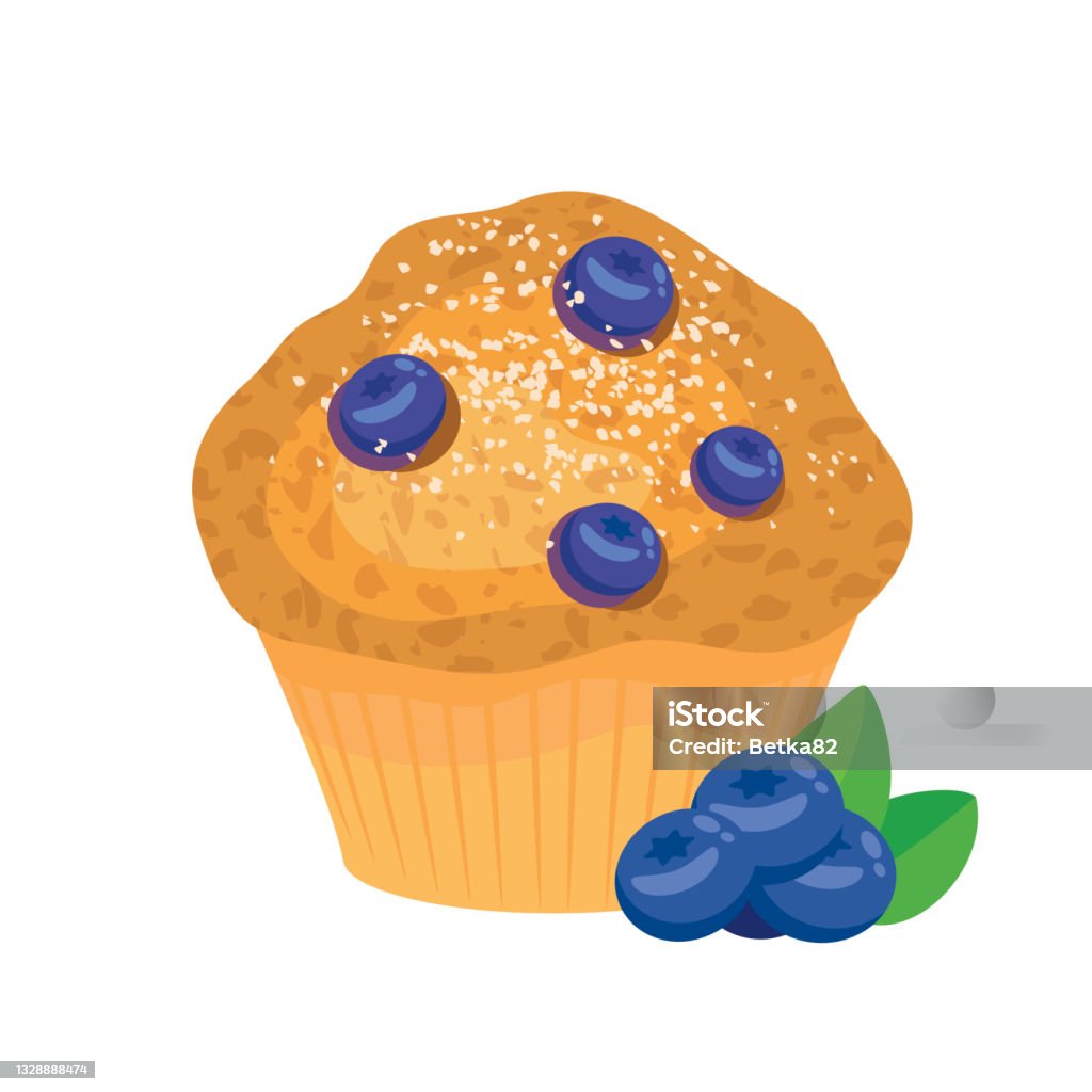 Delicious Blueberry Muffin Icon Vector Stock Illustration Download