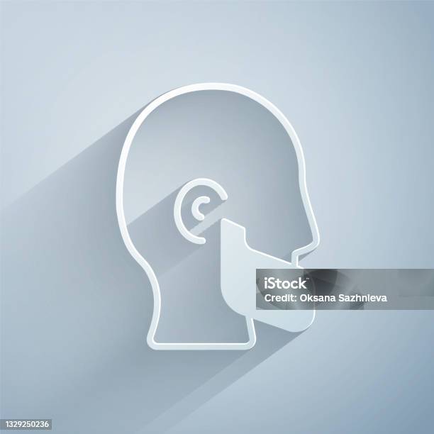 Papier Coupé Moustache Et Icône De Barbe Isolée Sur Fond Gris Symbole